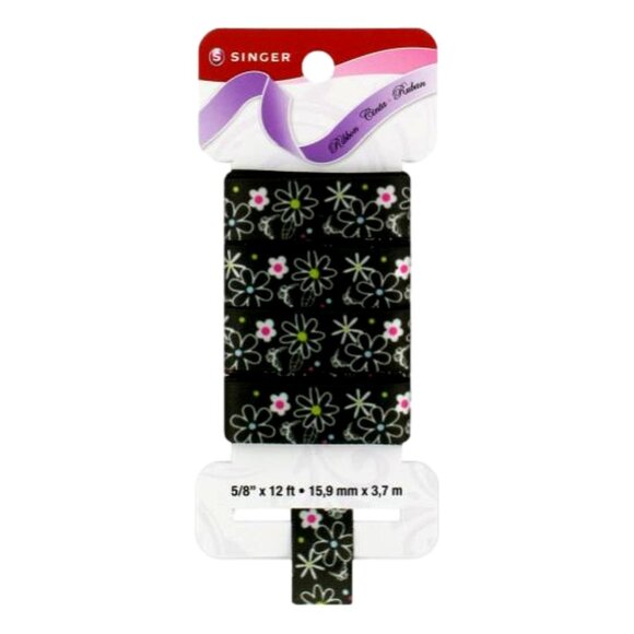 Singer | Other | Singer Satin Ribbon Abstract Flowers Black 3 Pack 58 X ...